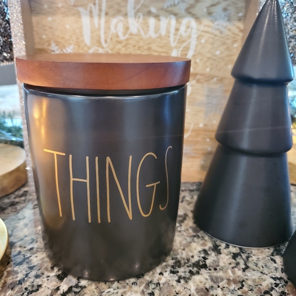 Other | Rae Dunn Things Cansiter With Wood Lid | Poshmark